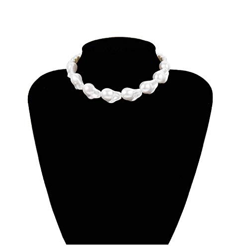 Cathercing Boho Baroque Irregular Pearl Pendant Choker Necklace for Women Vintage Charm Adjustable Chain Jewelry Simple Chic Cute Accessories Collocation on Beach