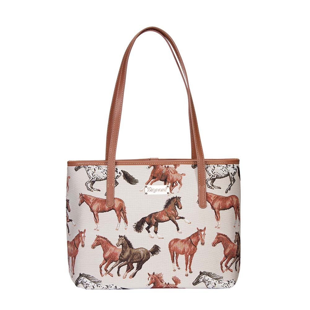 Signare Tapestry Shoulder Bag for Woman Travel or Work Tote Bags for Women In Running Animal Horse Design|COLL-RHOR