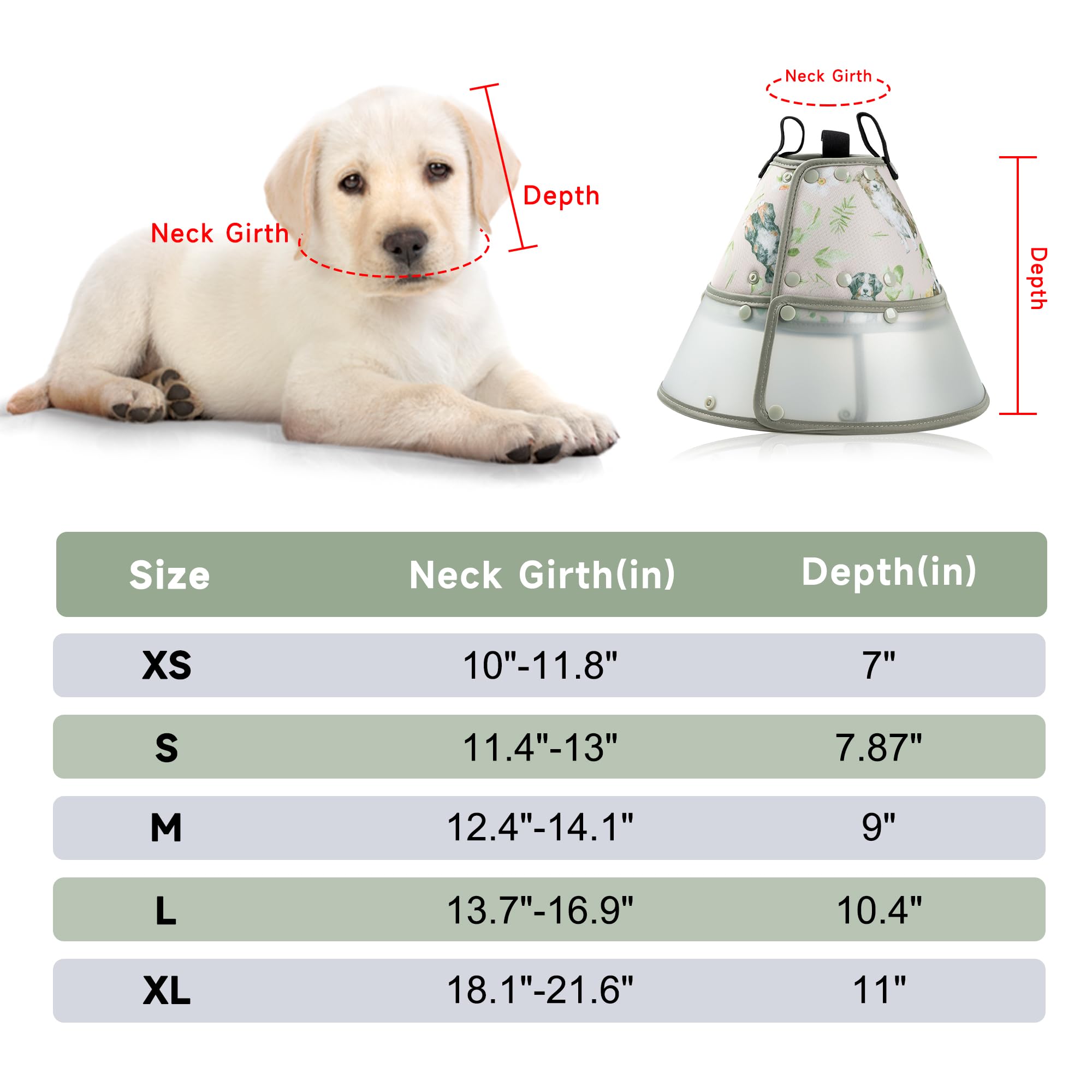 Fuz Bigaza Soft Dog Cone Collar for Large Medium Small Dogs After Surgery, Adjustable Pet Recovery E-Collar, Elizabethan Collar for Dogs and Cats, Tan XLarge