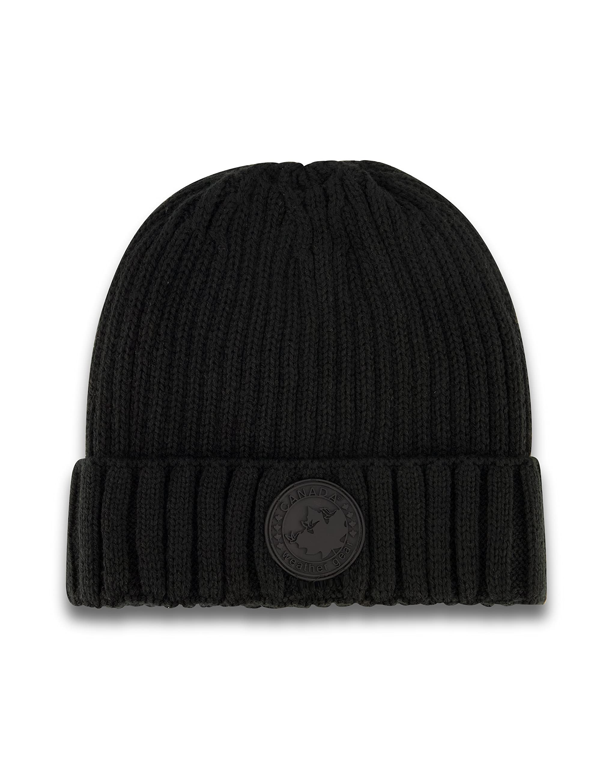 CANADA WEATHER GEAR Knitted Hat for Women - Cozy Winter Hat - Single Cuffed Beanie Hat, Black, One Size