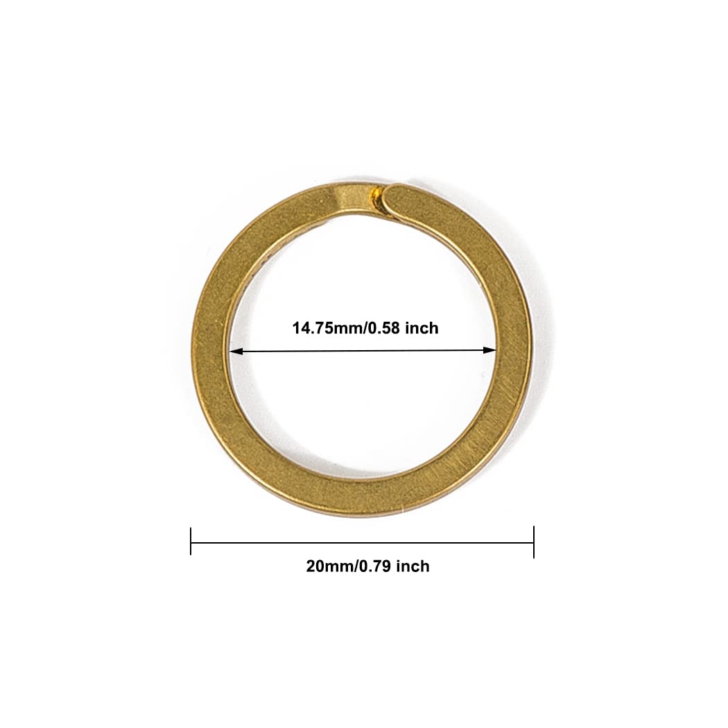 COPPERTIST.WU Mini Keyring Brass Flat 20mm - 5 Pieces Split Key Rings DIY Hardware Accessories, 0.79 * 0.11 inch