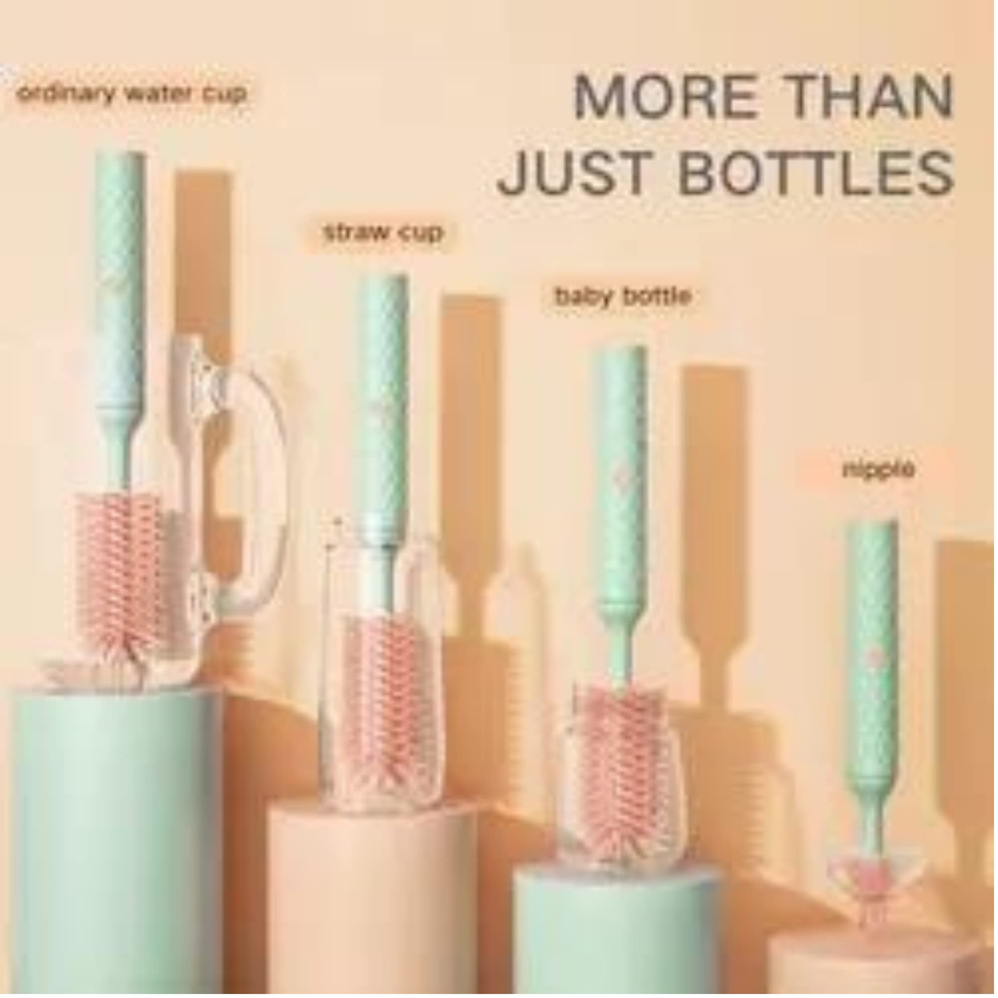 Electric Silicone Bottle Cleaning Brush (Blush)