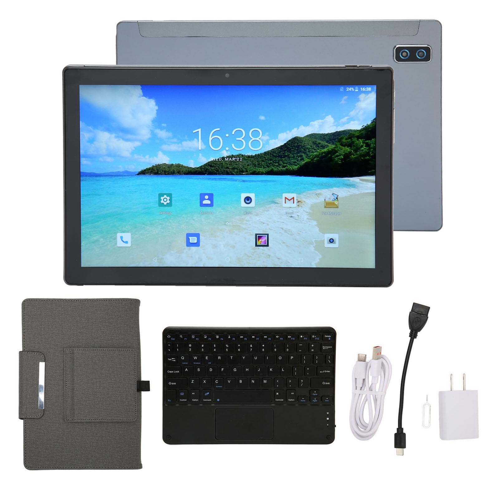 DAUZ FHD Tablet, 10.1 Inch Tablet 100-240V 16MP Camera for Home (US Plug)