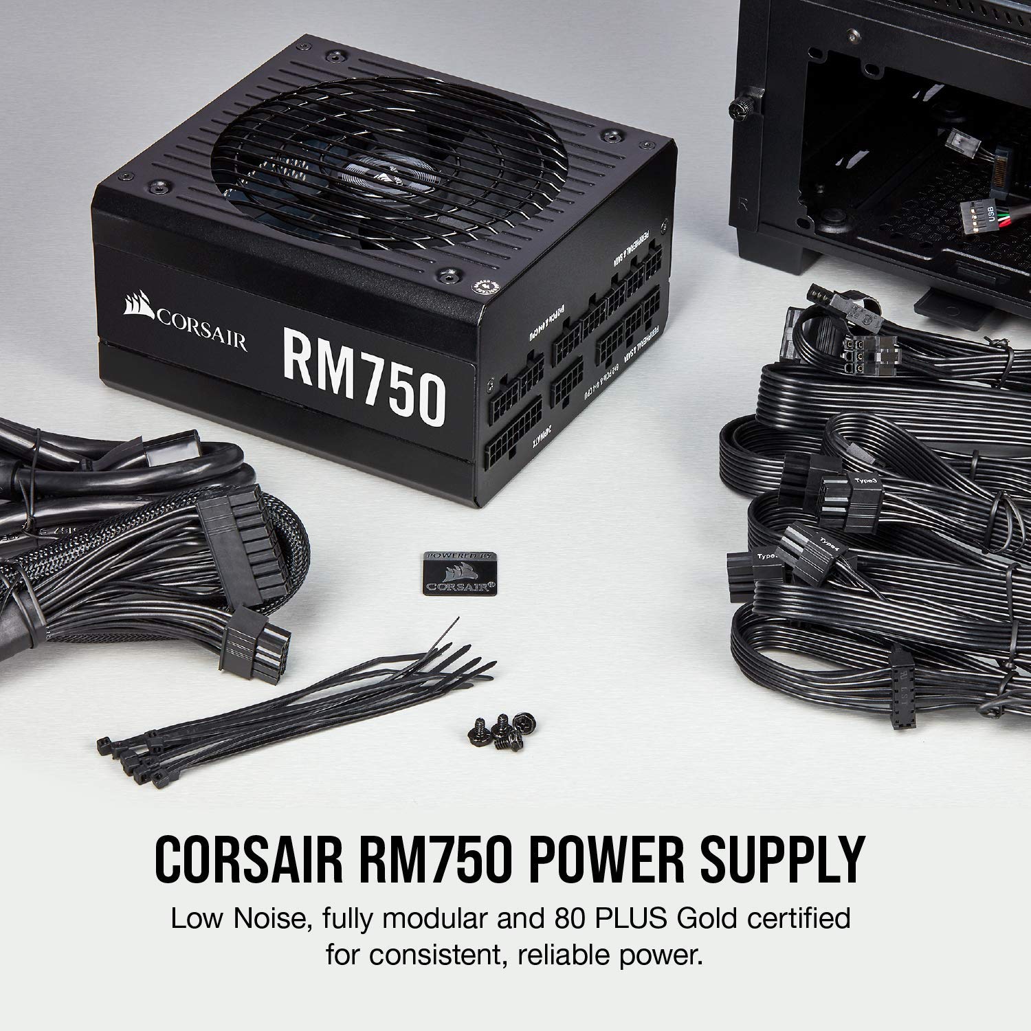 Corsair RM Series, RM750, 750 Watt, 80+ Gold Certified, Fully Modular Power Supply, Microsoft Modern Standby (Renewed)