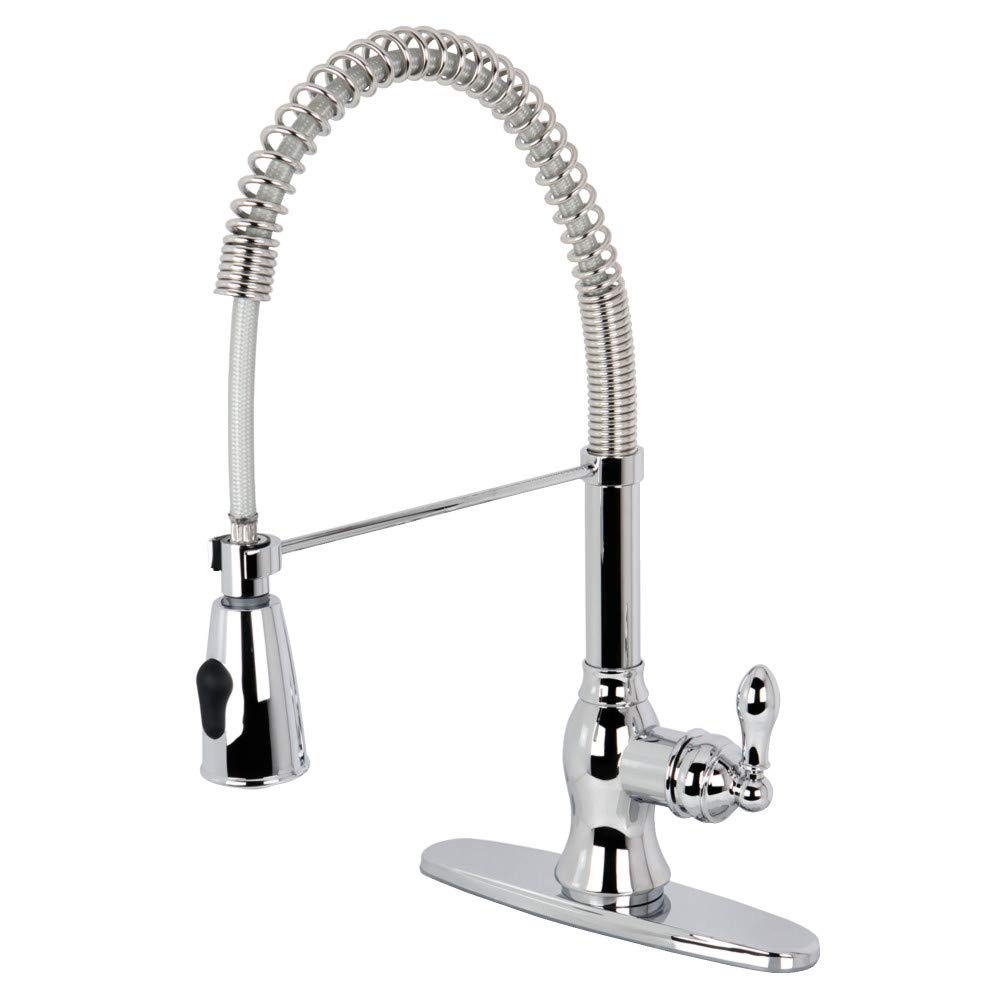 Kingston Brass GSY8891ACL Gourmetier American Classic 8-Inch Centerset Single Handle Kitchen Faucet with Pull-Out Sprayer, Polished Chrome
