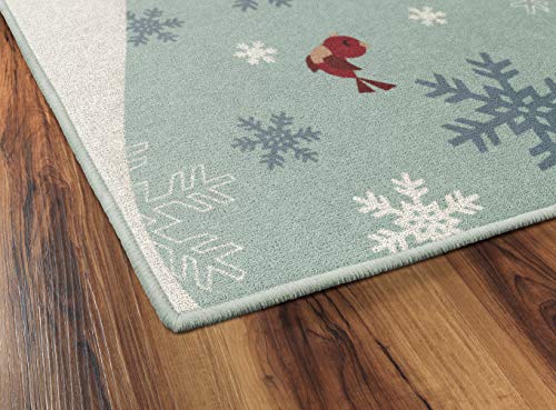 Brumlow MILLS Snowman Songs Holiday Decorative Christmas Celebration Area Rug for Front Door, Entryway, Kitchen or Bedroom Mat, 2'6" x 3'10", Teal