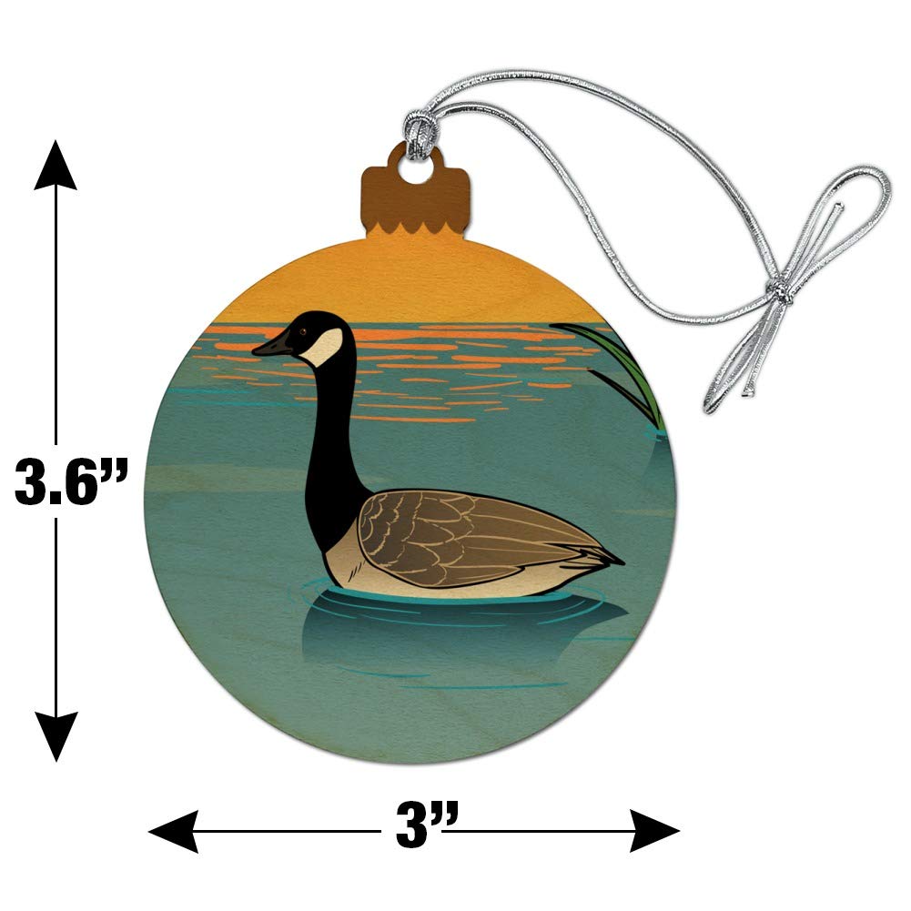 Canadian Goose Geese Swimming Canada Wood Christmas Tree Holiday Ornament