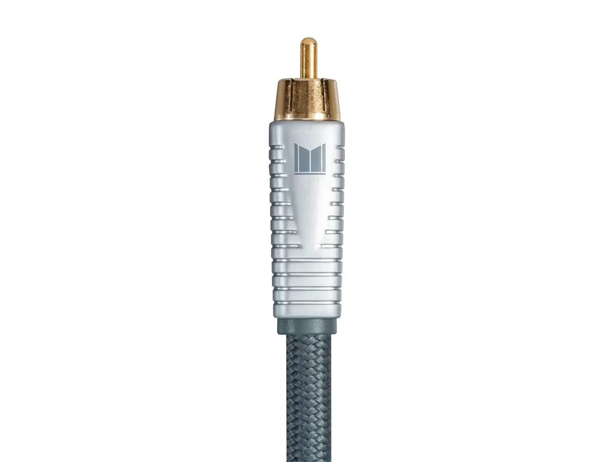Monolith RCA Cable - 24K Gold Plated Connectors, AL foil, OFC Copper Braided Shield, 6 Feet, Silver