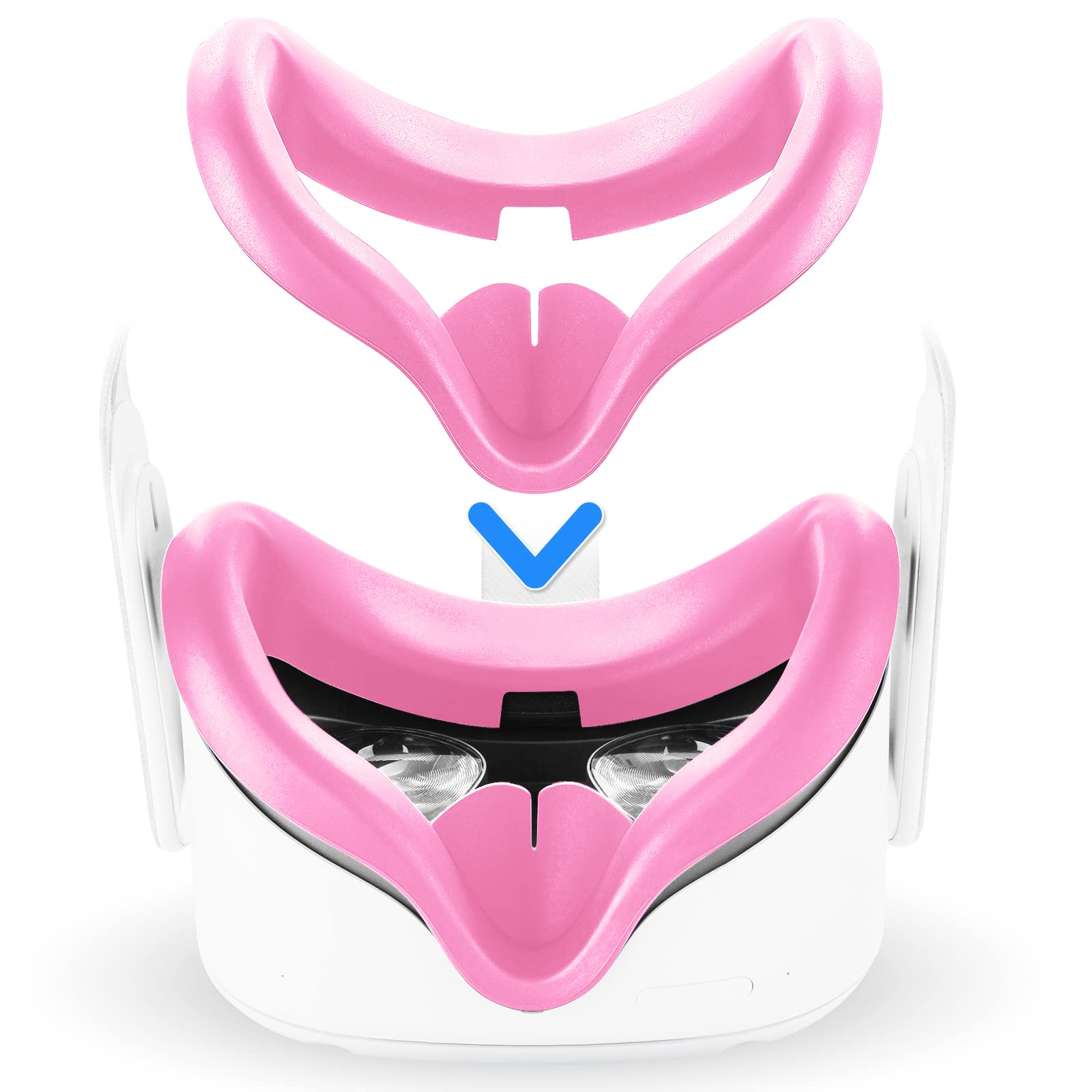 Compatible with Oculus Quest 2 Silicone Case Accessory with VR Case Cover, Silicone VR Face Cover Pad and Touch Controller Grip Cover Compatible with Quest 2, Lens Cover, Eye Mask (Pink)
