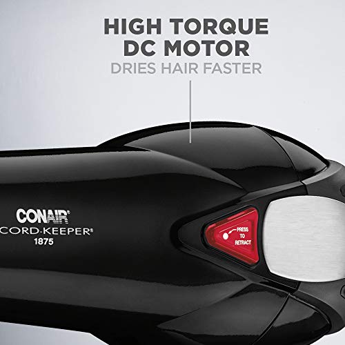 Conair 1875 Watt Cord Keeper Hair Dryer, Black - Amazon Exclusive