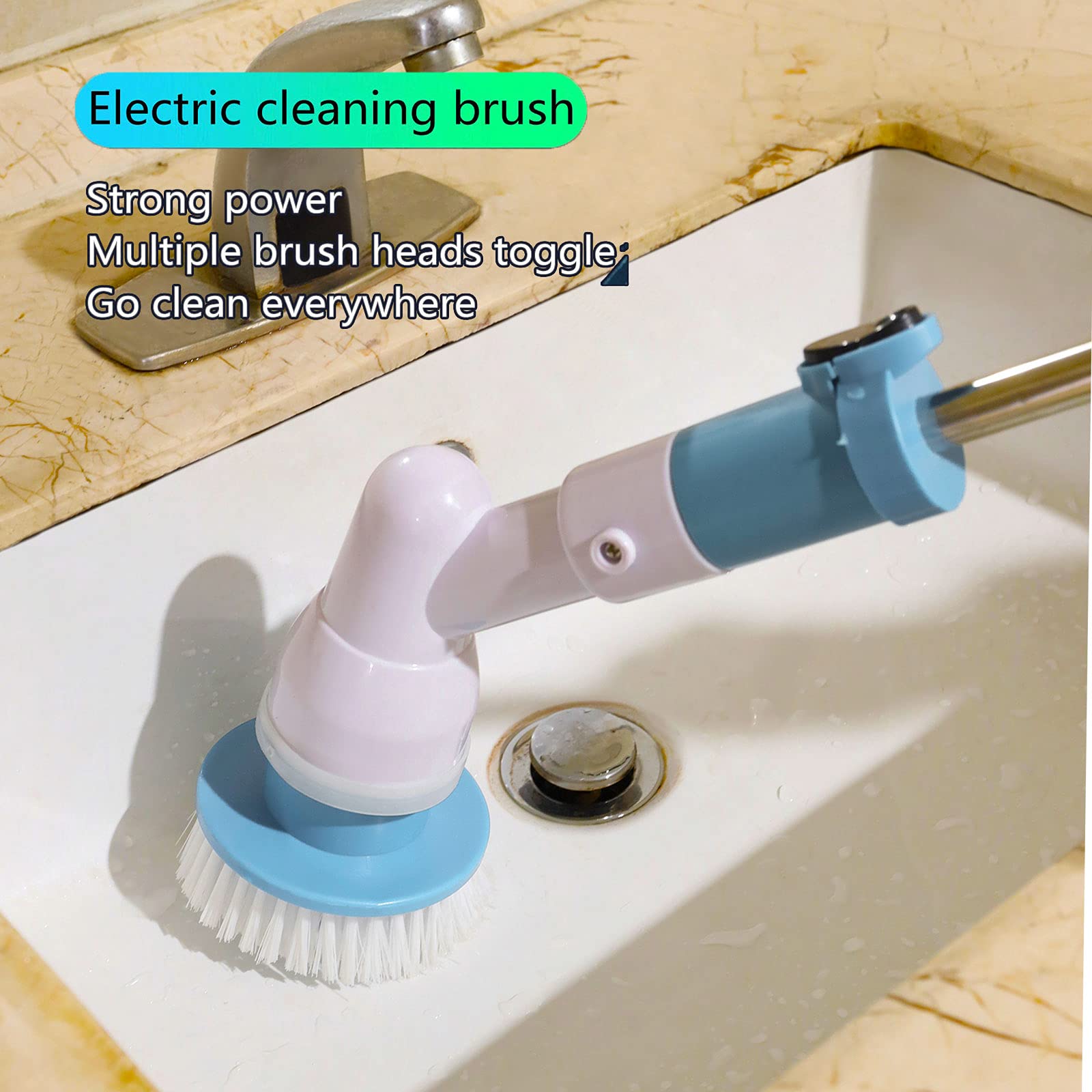 Cordless Long Handle Electric Mop, Household Cleaning Tool, Portable Spin Scrubber,for Bathroom/Wall/Tile Floor/Bathtub/Baseboard/Toilet/Kitchen