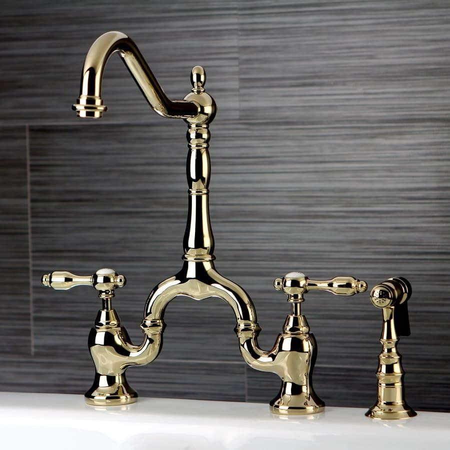 Kingston Brass KS7755TALBS Tudor Bridge Kitchen Faucet, Oil-Rubbed Bronze, 13.88 x 8.25 x 14.5