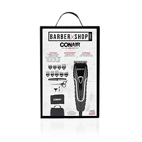 Conair Barber Hair Clippers, Barbershop Series No-Slip Grip 16-Piece Hair Cutting Kit
