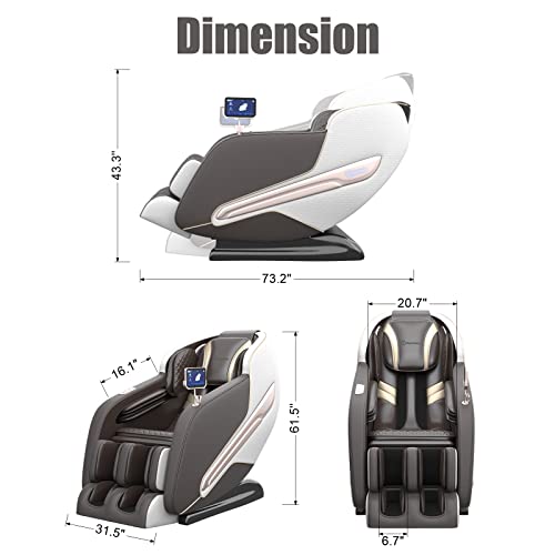 Real Relax PS6000 Massage Chair, 58.3D x 31.5W x 61.5H in, Brown