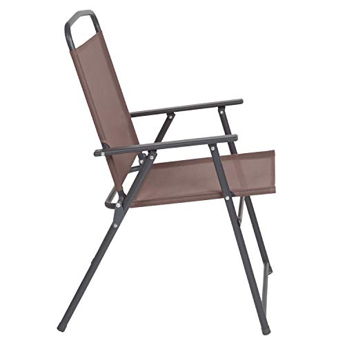 Flash Furniture Nantucket 6-Piece Patio Dining Set with Glass Table, 4 Folding Chairs, and Umbrella, Outdoor Patio Table, Chairs, and Umbrella Set, Black
