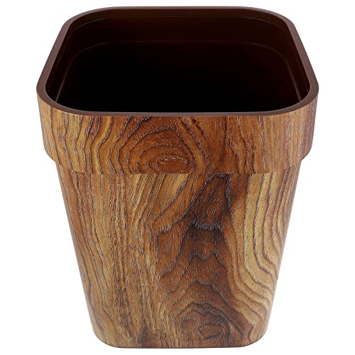 Zerodeko Trash Can Wood Trash Can Lidless Wastebasket Wood Grain Garbage Container Kitchen Trash Bin Office Trash Can for Bathrooms Kitchens Home Offices 11.99X9.43X9.43inch
