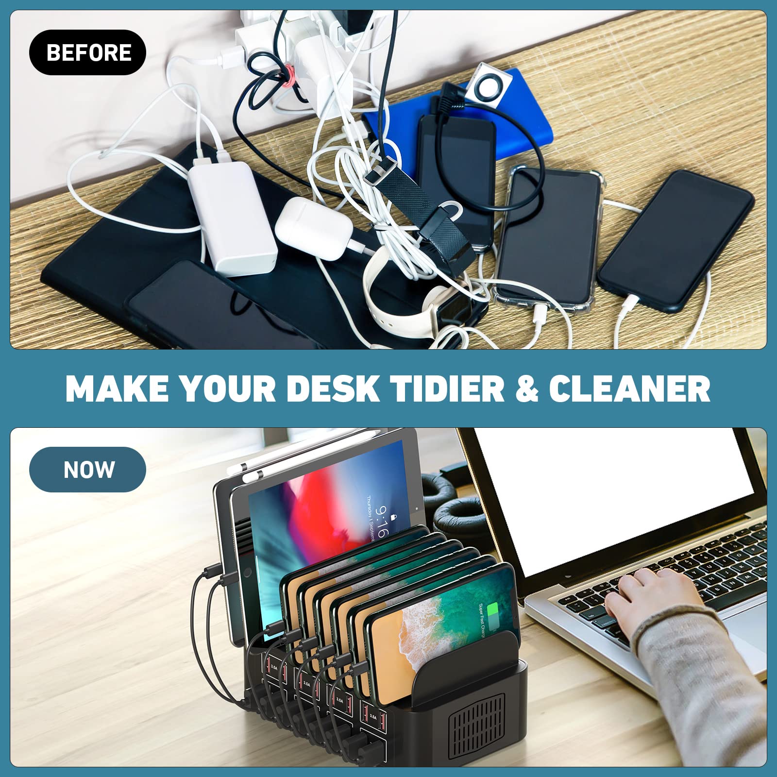 Charging Station for Multiple Devices, 16 Ports Fast Charging Station, 175W 35A Multi USB Charger Station,Travel USB Charging Station for Multiple Devices,Charging Dock