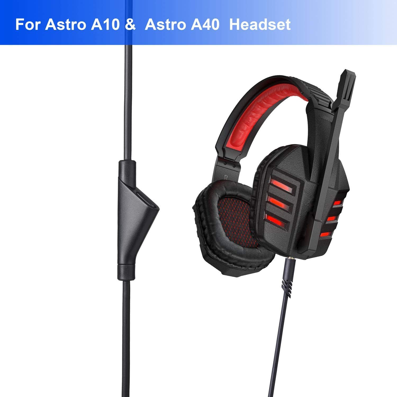 YARENKA Replacement Astro A10 A40 Cable, 2.0M A40 Inline Mute Cable Cord Compatible with Astro A10/A40 Gaming Headsets Xbox One Ps4 Controller Headphone Audio Extension Cable 6.5 Feet Black