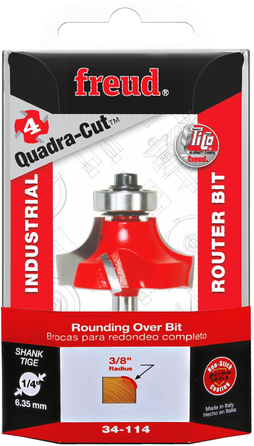 Freud 34-114: 3/8" Radius Rounding Over Bit (Quadra-Cut)