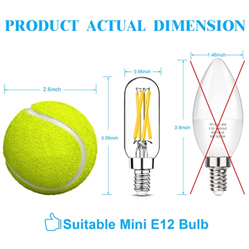 Mlambert Dimmable E12 LED Light Bulb, 40W Equivalent Candelabra Bulbs, 5000K Daylight White T6 4W T25 Filament Bulb for Chandeliers, Ceiling Fan, Pendant, Wall sconces, Pack of 5