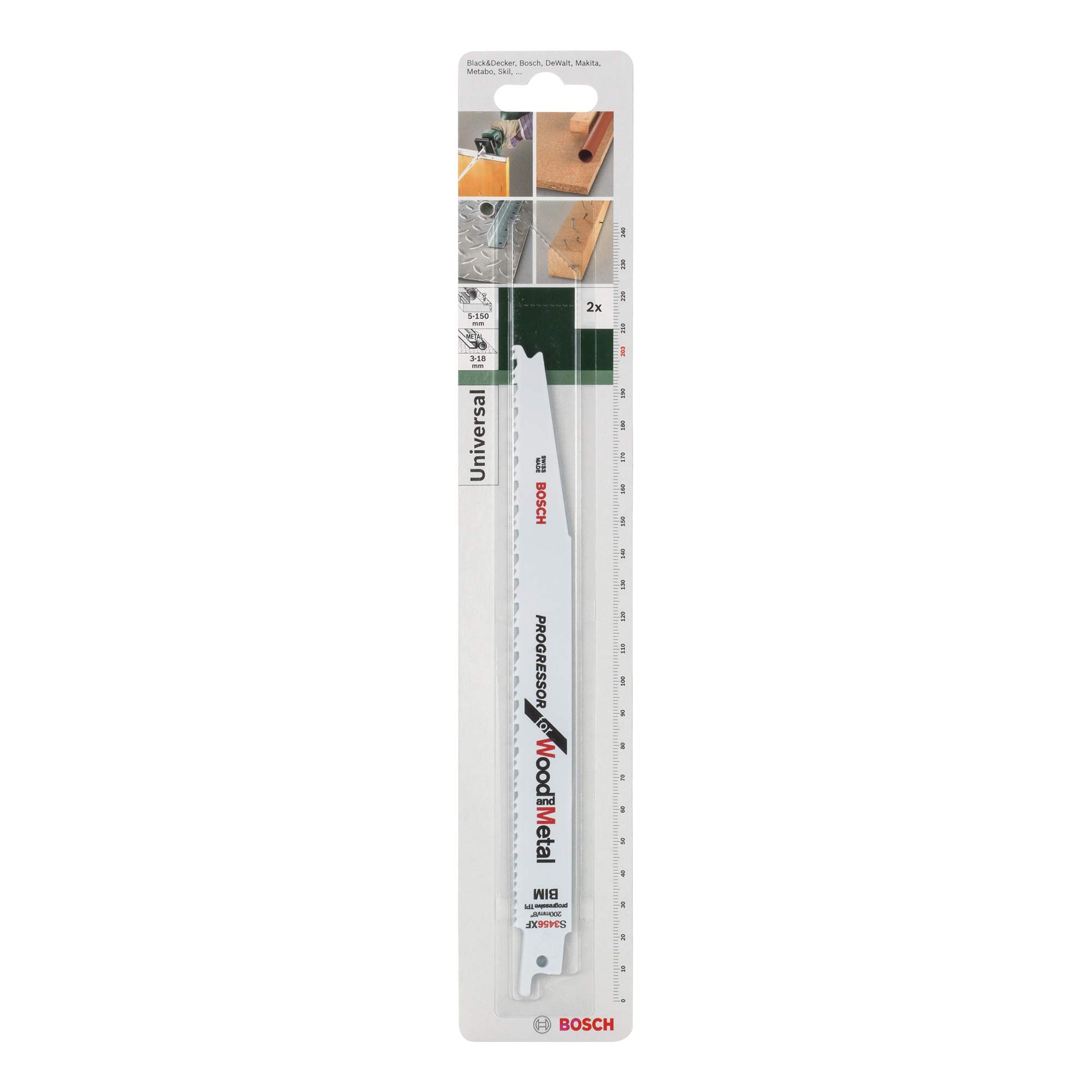 Bosch DIY Säbelsägeblatt Progressor for Wood and Metal zum Sägen in Holz und Metall (2 Stück, S 3456 XF)