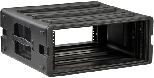 SKB Cases 4U rSeries Standard Roto Molded LLDPE Rack with Flush Carry Handles and Non-Slip Rubber Feet, Includes Rack Mount Screws