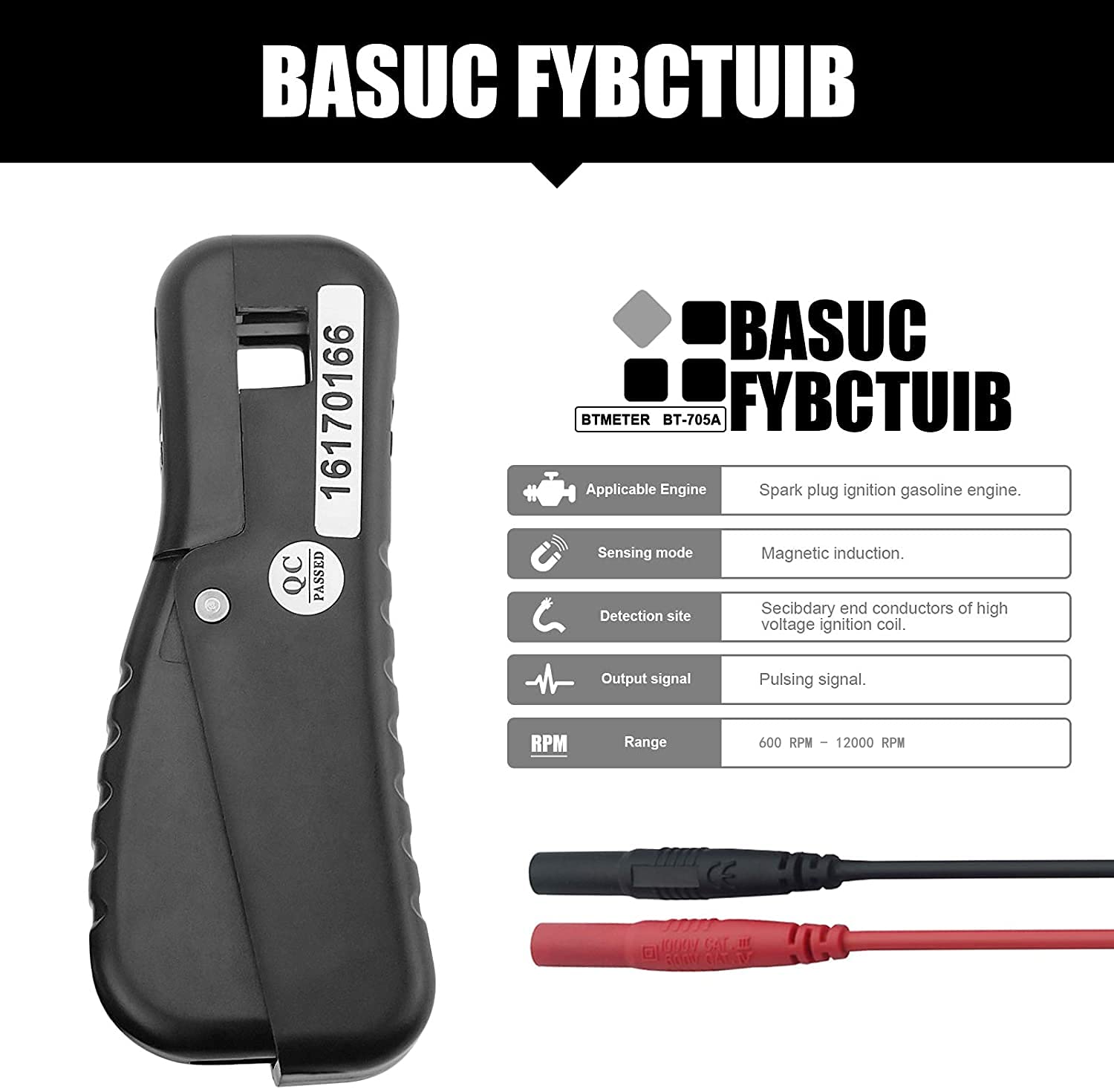 BTMETER BT-705A Signal Pick-up Inductive Clamp Lead, Measure Tach Range 600 RPM ~ 12000 RPM