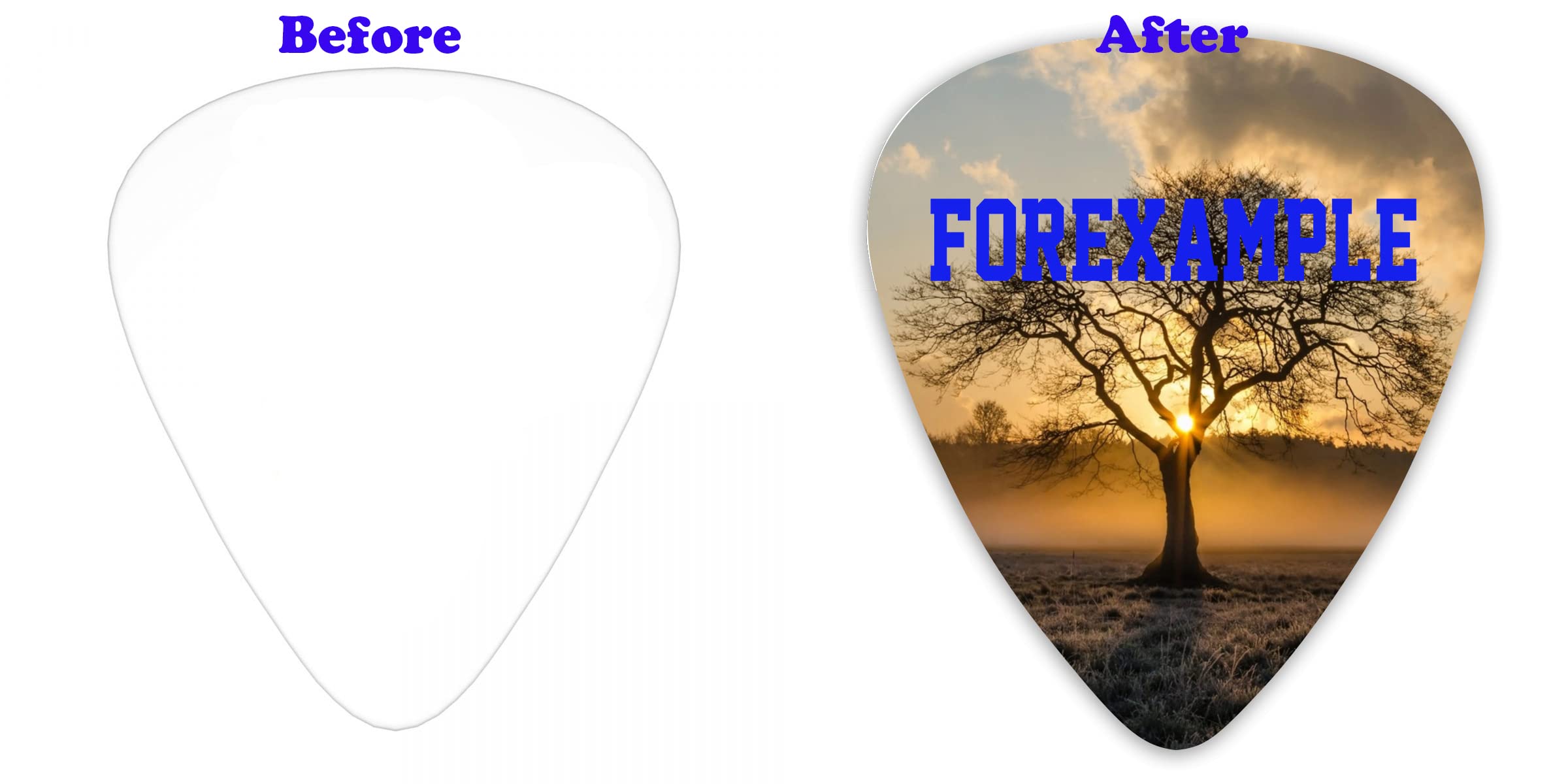 Custom Guitar Pick Packs of 12 Add Your Design Here Personalized Name Photo DIY Gift Thicknesses of 3 Medium Thin Heavy Plectrums for Bass Ukulele