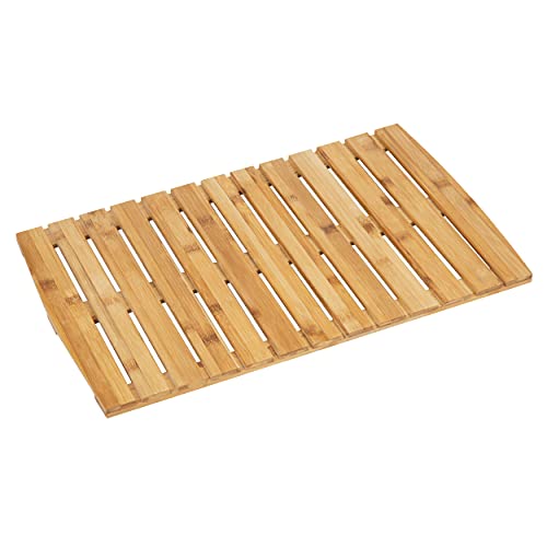 Mind Reader Bali Collection, Luxury Bamboo Shower Bath Mat, 25.2"L x 15.75"W x 0.67"H, Brown