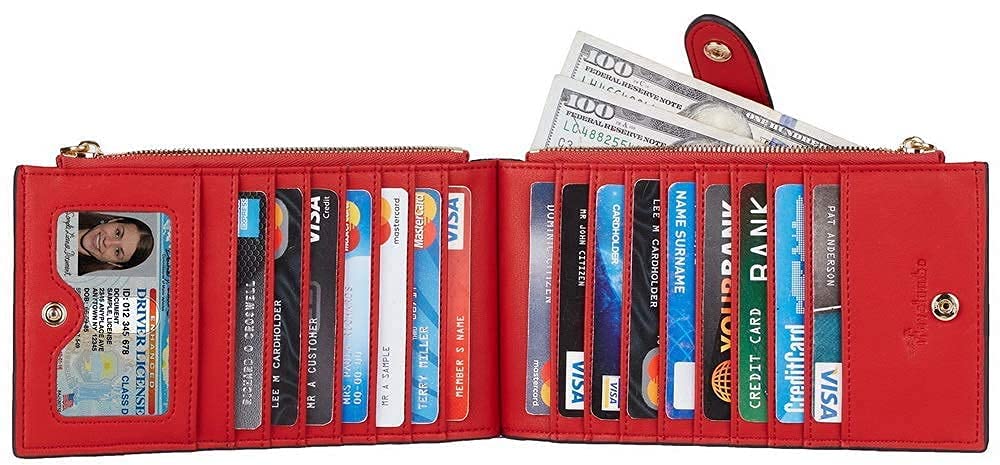 Travelambo Womens Multi Card Case Wallet & Leather Squeeze Coin Purse