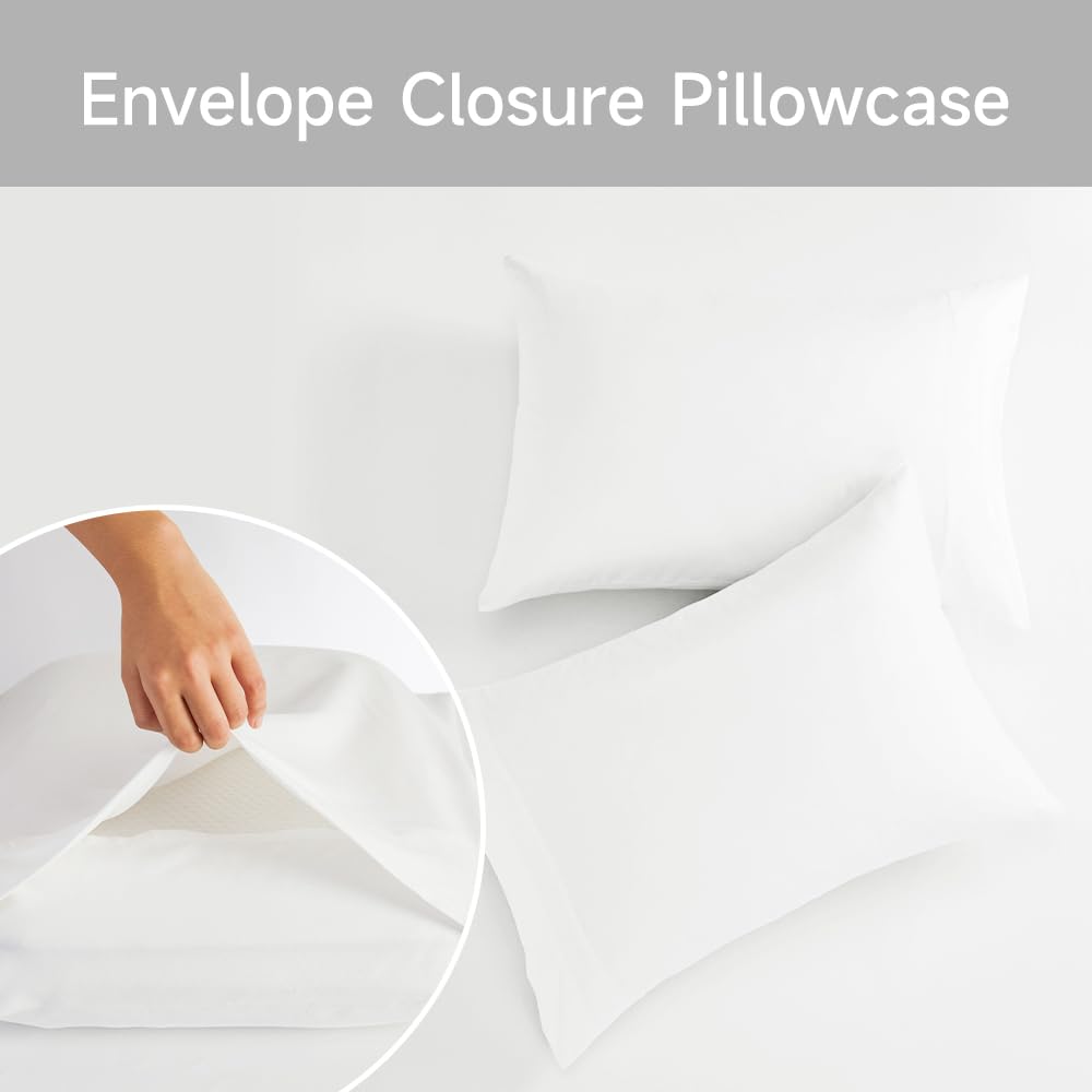 Choc chick Full Sheet Set 4 Pieces, 100% Washed Cotton Full Size Bed Sheets Set Machine Washable, White Luxury Hotel Bedding Sheets & Pillowcases