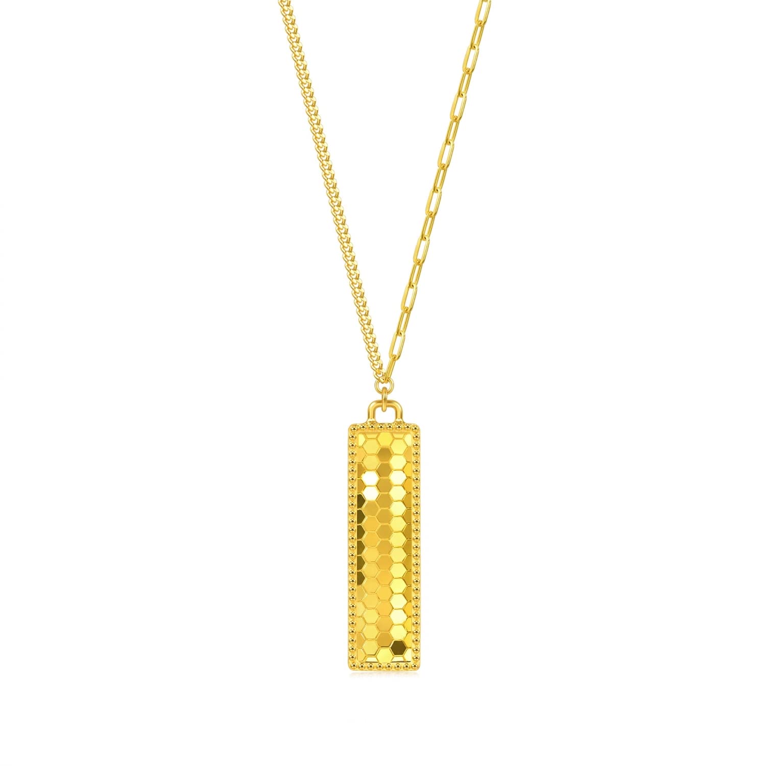 CHOW SANG SANG Dazzling Mirror Gold 999.9 24K Solid Gold Price-by-Weight Gold Simple Rectangle Necklace for Women 93401N (Approx. 0.22tael (~8.23g), 18.5", (47 CM))