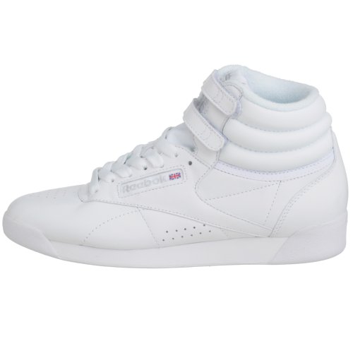 Reebok womens Freestyle Hi Sneaker, White/Silver 2, 7.5 US