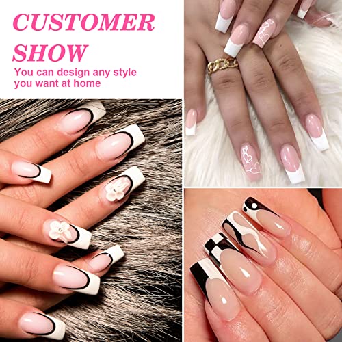 HIOTIOL Medium Square Nail Tips, 552Pcs Soft Gel Full Cover Nail Tips for Soak off Nail Extensions, Half Matte Clear False Gel Nail Tips for Nail Salons and DIY Nail Art, 12 Sizes