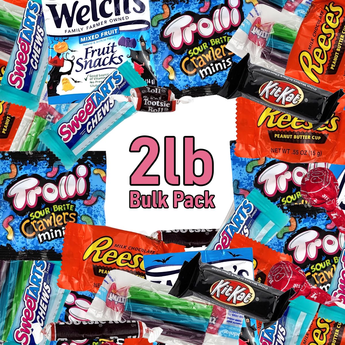 Candy Bulk Individaully Wrapped Assortment Mix - Fun Size Treats Chocolate Candy Variety Pack in a Box - Kit Kat, Dots, Welch’s, Sweets for Kids and Adults (2 LB)