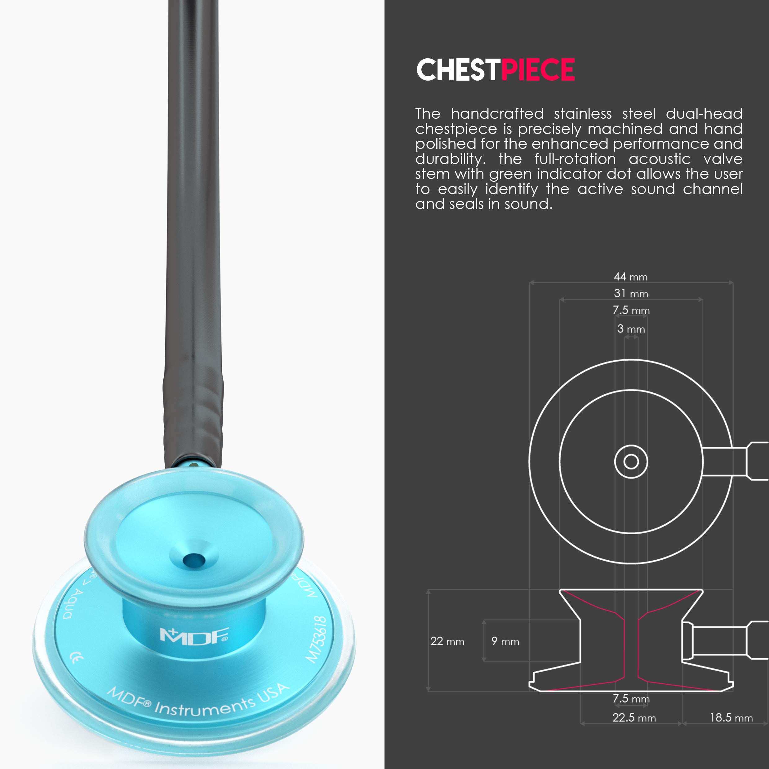 MDF Instruments, Acoustica Lightweight Stethoscope for Doctors, Nurses, Students + MDF LUMiNiX Illuminator Medical Professional Diagnostic Penlight