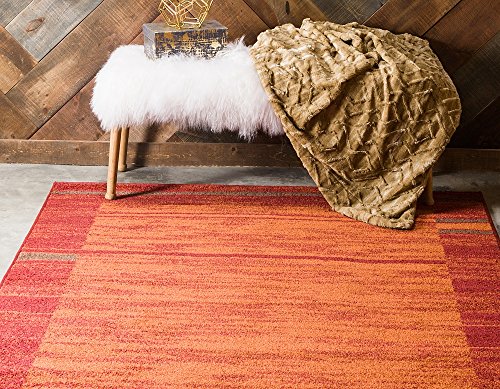 Unique Loom Autumn Collection Modern Contemporary Casual Abstract Area Rug, Rectangular 5' 0 x 8' 0, Terracotta/Burgundy Border