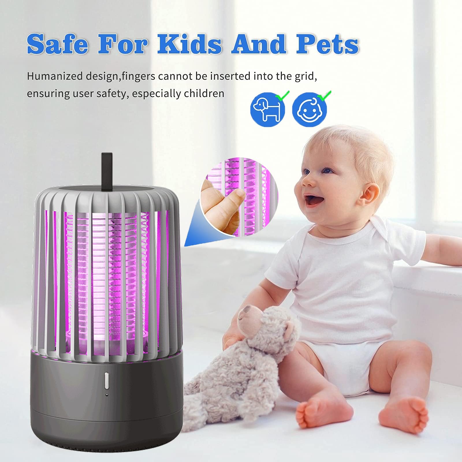 Bug Zapper Indoor,2 in 1 Mosquito Zapper,Indoor Bug Zapper,Electric Bug Zapper Outdoor,Effective Mosquito Trap & Mosquito Killer,Fly Zapper Indoor for Mosquitoes,Flies,Bugs