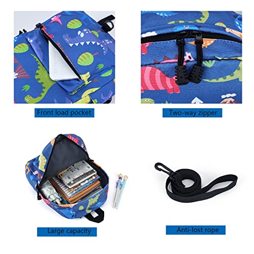 HQCUPB Toddler Preschool Backpack School Book Bag for Kids, Boys, Girls, Kindergarten Nursery Travel Bag with Chest Strap (Small Dinosaur)
