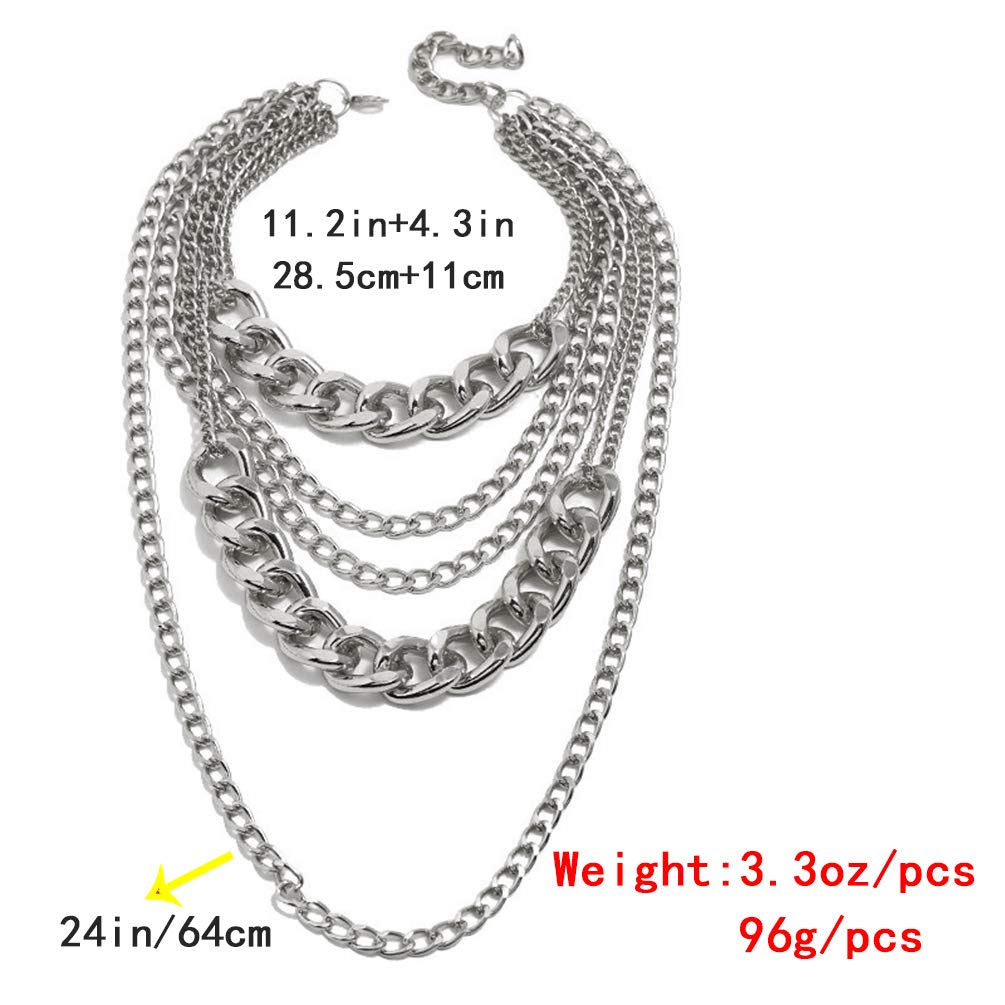 CIBIRICH Chunky Necklaces for women Punk Chain Silver Statement Collar Necklace