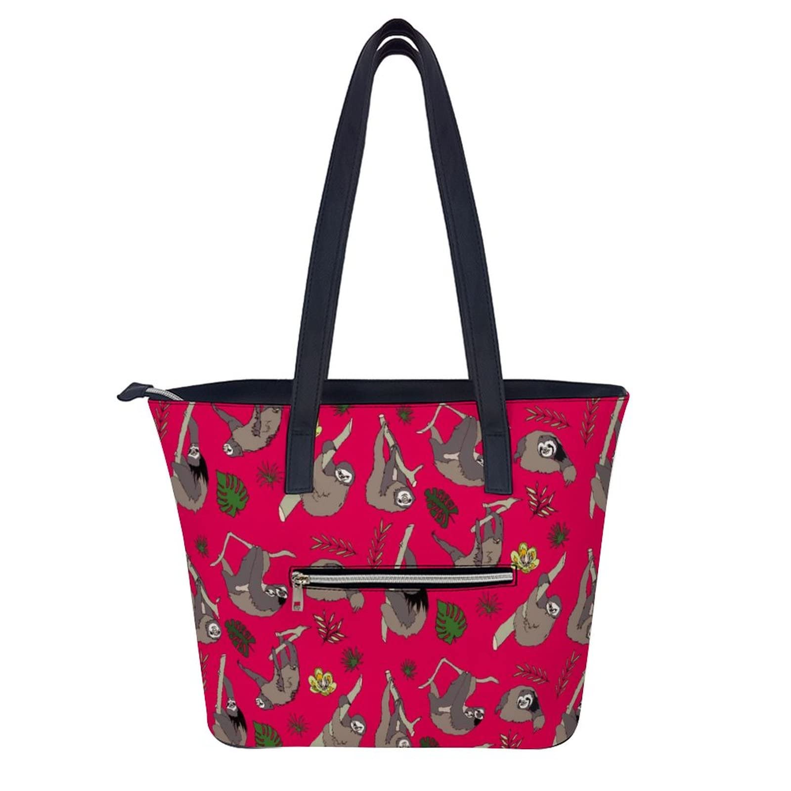 Tropical Sloths Women's Tote Bag PU Leather Shoulder Bag Handbags Purse For Work Shopping Travel