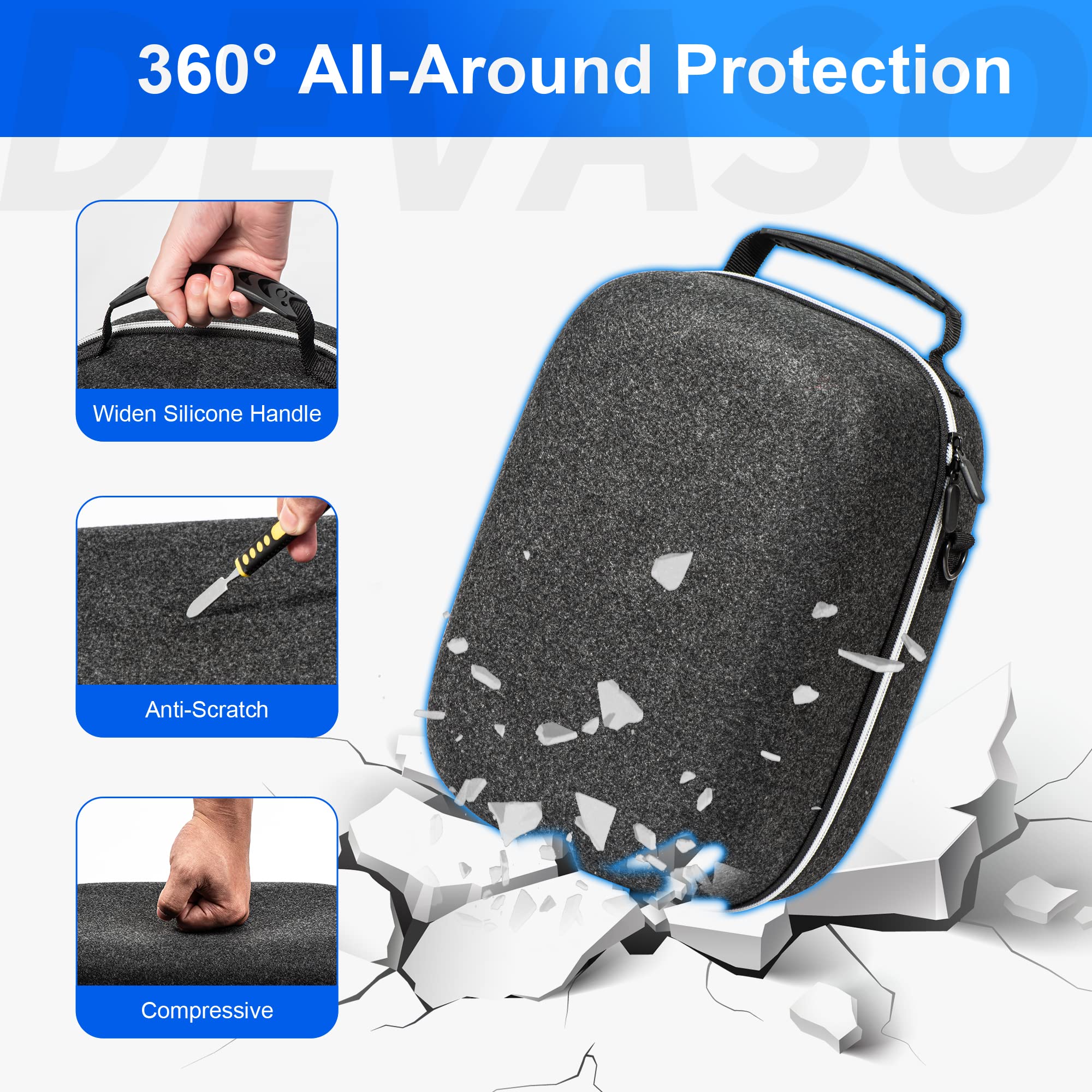 DEVASO Hard Carrying Case for Playstation VR2 Gaming, Headset and Touch Controllers Accessories Case, Portable Travel Storage Bag All-in-One Storage - Excluding vr for PSVR2