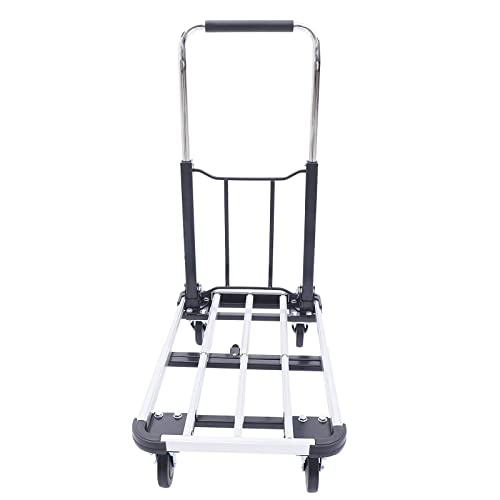 Foldable Platform Cart, 330 lbs Luggage Cart Folding Moving Dolly Luggage Trolley Push Hand Truck Telescopic Adjustment Trolley Rubber Wheel
