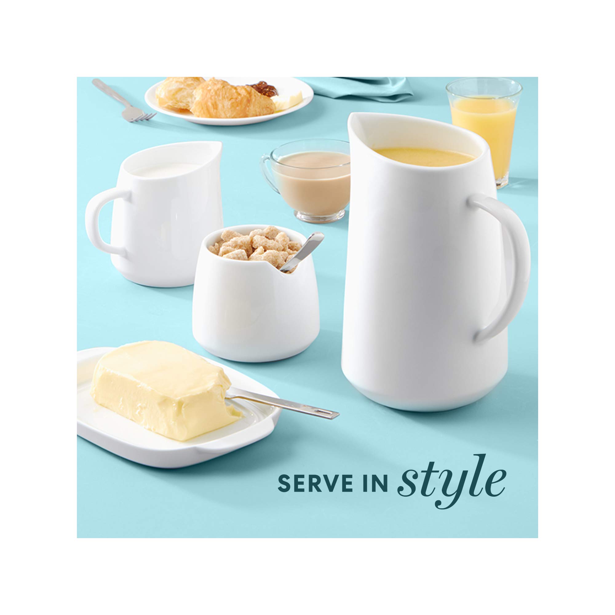 Corelle Coordinates Cream and Sugar Set, Sugar Dispenser and Creamer Pitcher Set, Sugar Container for countertop and Pitcher, High Quality Porcelain Sugar Bowl and Creamer, White