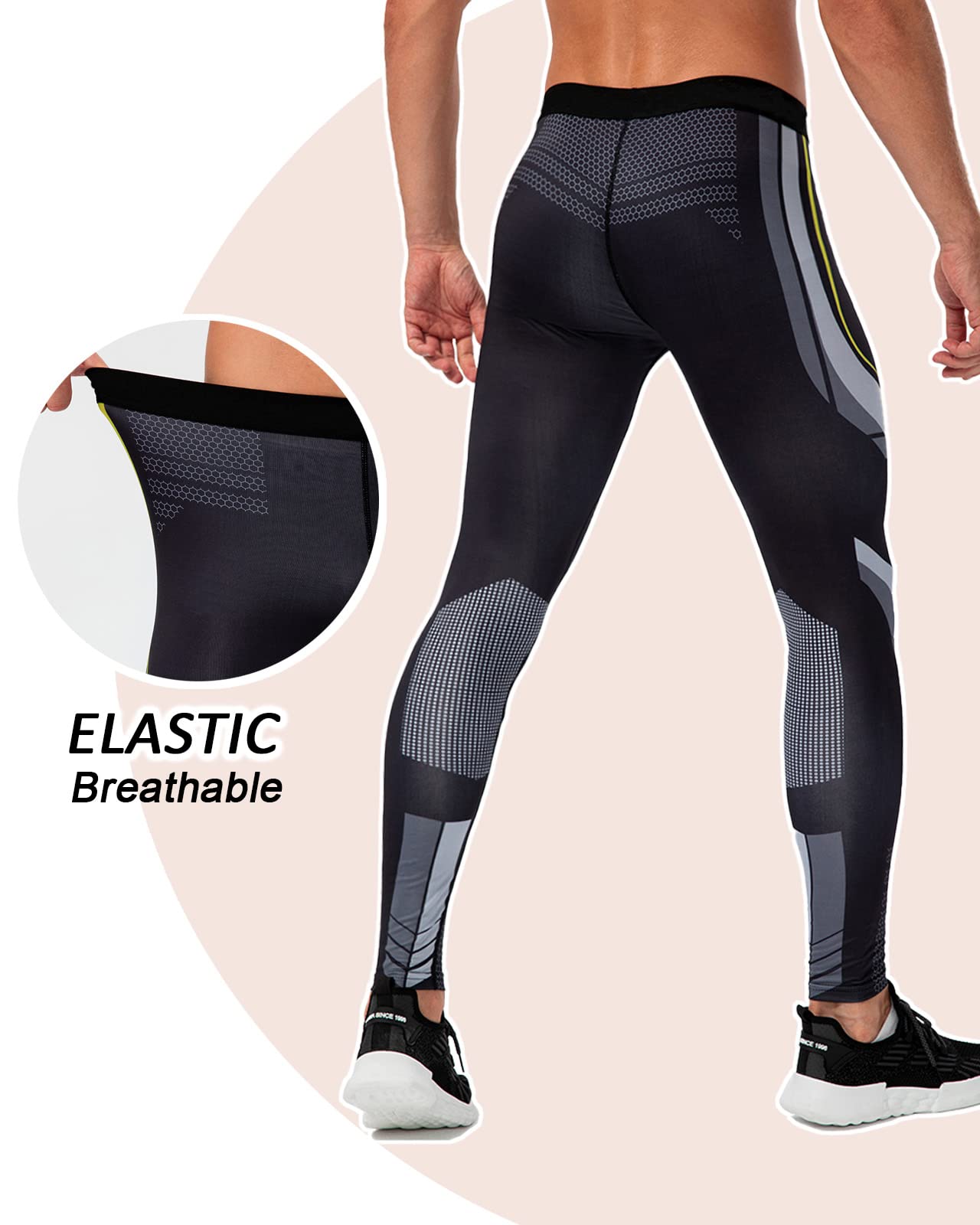 CANGHPGIN Men's Compression Pants Sports Tights for Men Gym Running Baselayer Cool Dry Workout Athletic Leggings