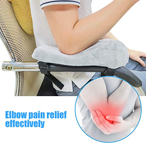 Chair Armrest Pads,Ergonomic Memory Foam Office Chair Arm Cushions, Comfy Balck Gaming Arm Rest Pad for Elbows and Forearms Pressure Relief (Set of 2)