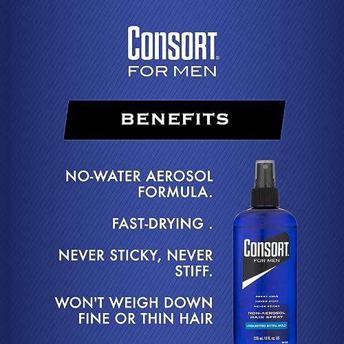 Consort Extra Hold Non-Aero Hair Spray Pump, Unscented, 8 Ounce