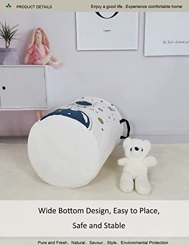 ONOEV Round Fabric Storage Bin,Decorative Basket,Organizer Basket with Handles,for Clothes Storage,books and sundries (Star astronaut), 19.7inch(H) x 15.7inch(D)