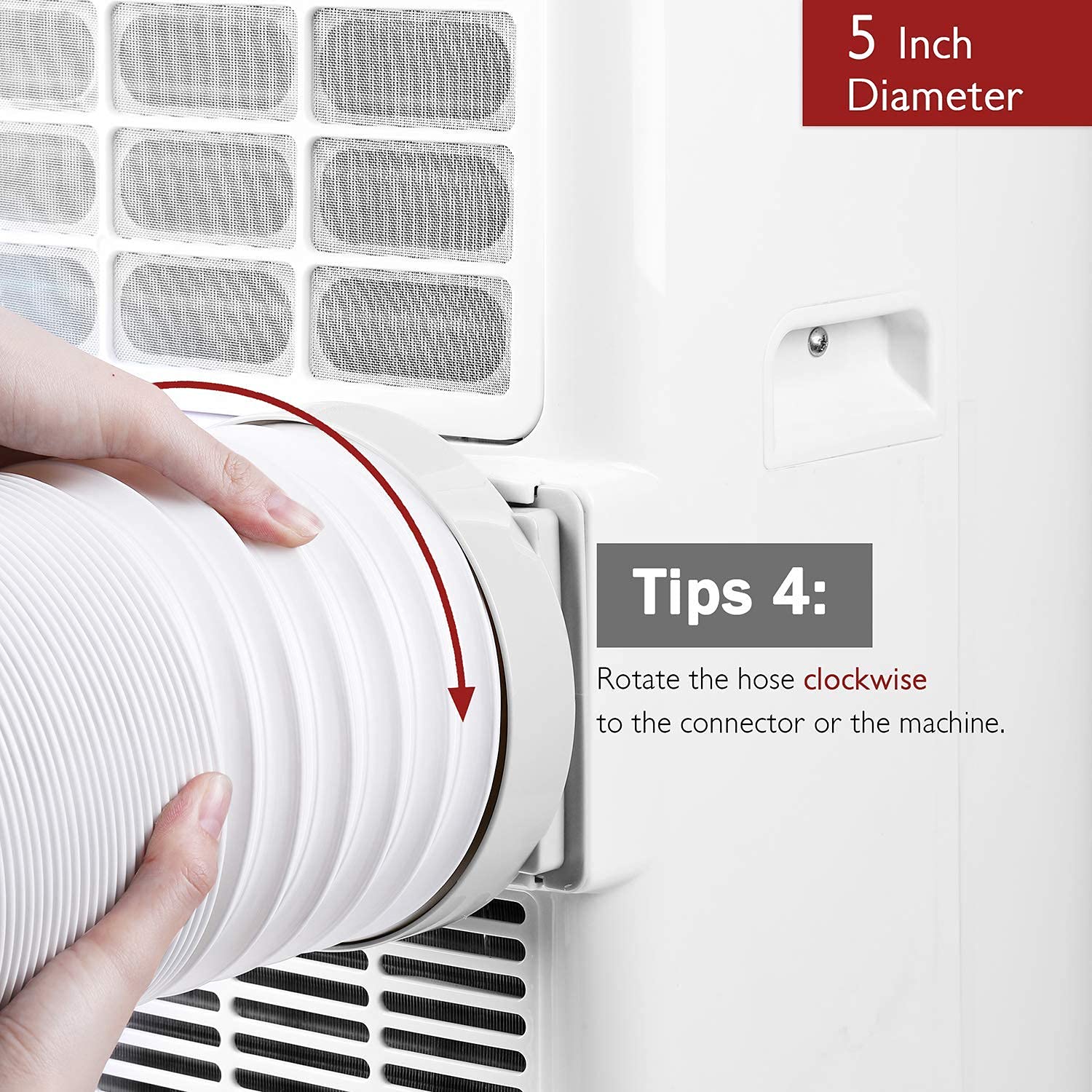 TURBRO 5 Inch Portable Air Conditioner Universal Exhaust Hose Clockwise Thread with Window Vent Kit
