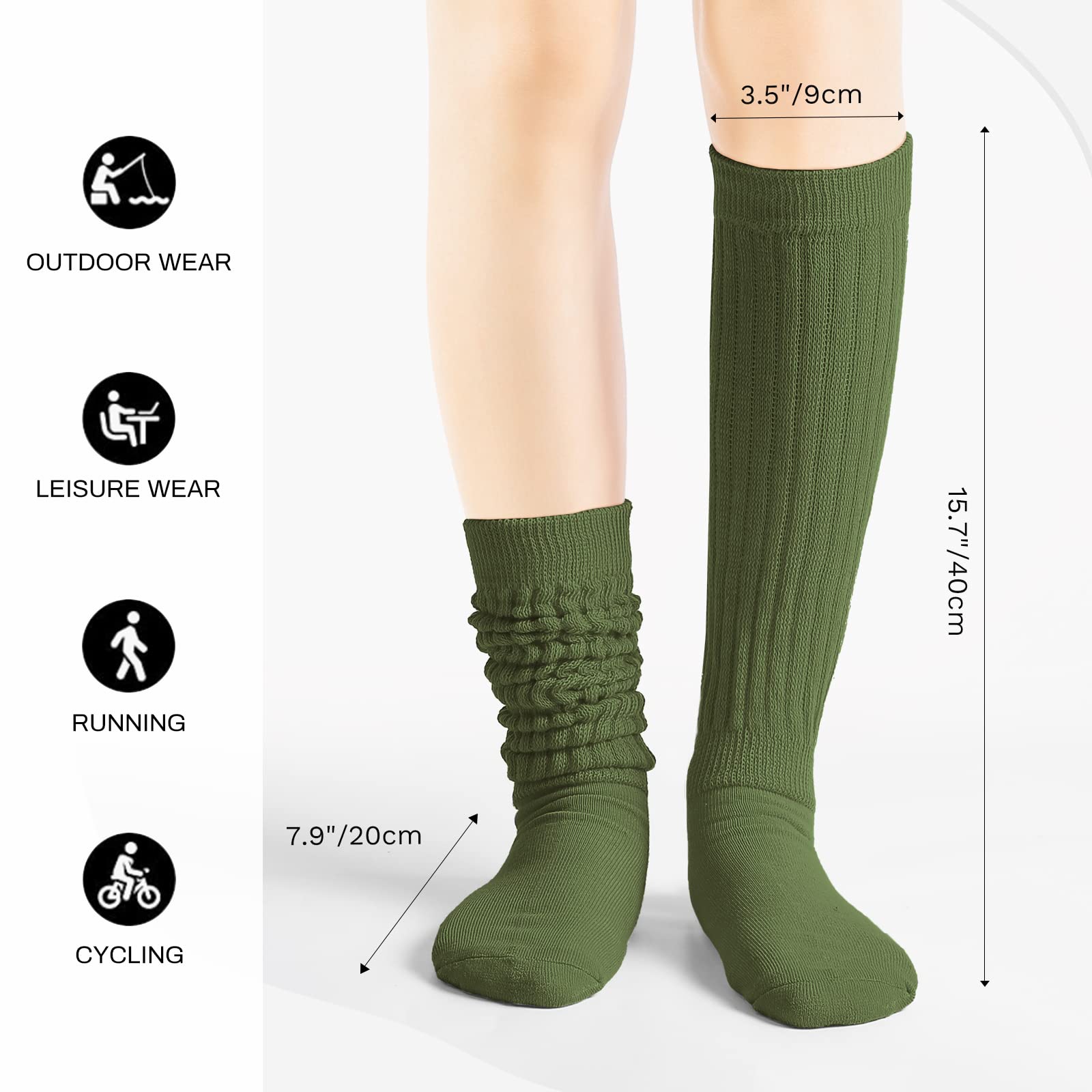 BOOPH Slouch Socks Women Scrunch Sock Knee High Slouchy Socks for Women Size 6-11 Royal Blue